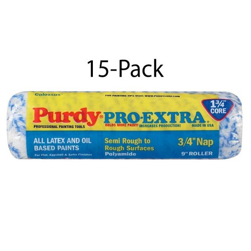 Purdy 15 Pack Colossus Pro-Extra 9" x 3/4" Nap Roller Covers 140665094 ...
