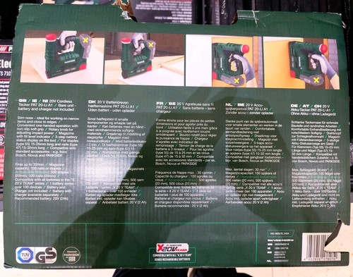 Parkside 20V Cordless Stapler Nailer Tacker Gun Staples to 25mm Nails ...