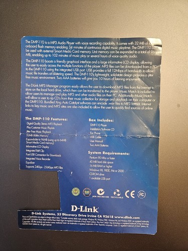 D-LINK DMP-110 Mp3 Player & Recorder | eBay