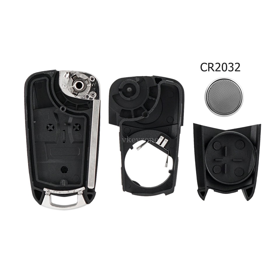 2 Button Flip Key Fob Case Shell + Battery For Vauxhall Opel Corsa ...