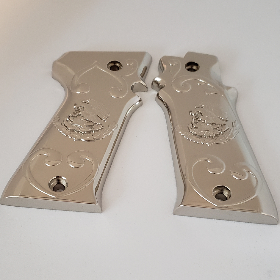 Custom LLAMA 45 Grips Large frame IX-A IX-B 9MM 45/38 Nickel Plated ...