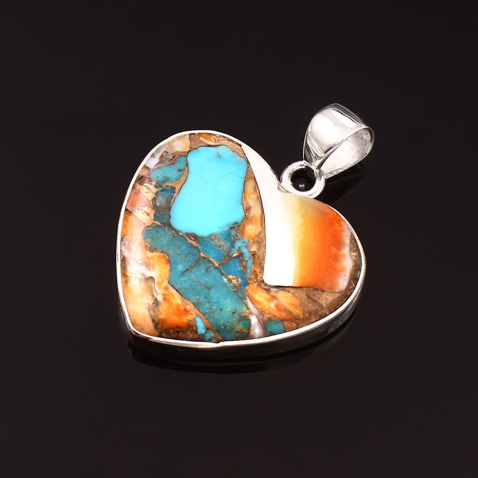 Spiny Oyster Turquoise Gemstone Pendant, 925 Sterling Silver Pendant ...