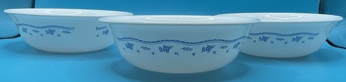 Corning Corelle Morning Blue flower set of 3 Cereal bowls 6.25' Vintage ...