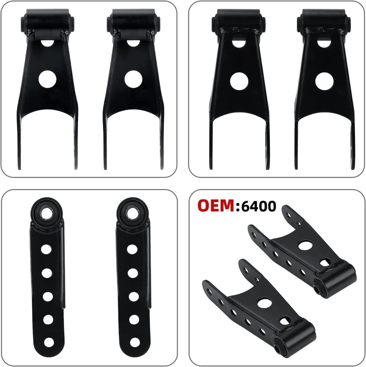 Leaf Spring Lowering 2-Piece Black Steel Lowering Shackle Kit - Rear ...