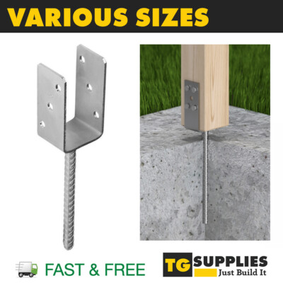 Heavy Duty Galvanised Concrete In U Shape Post Support Base Bracket ...
