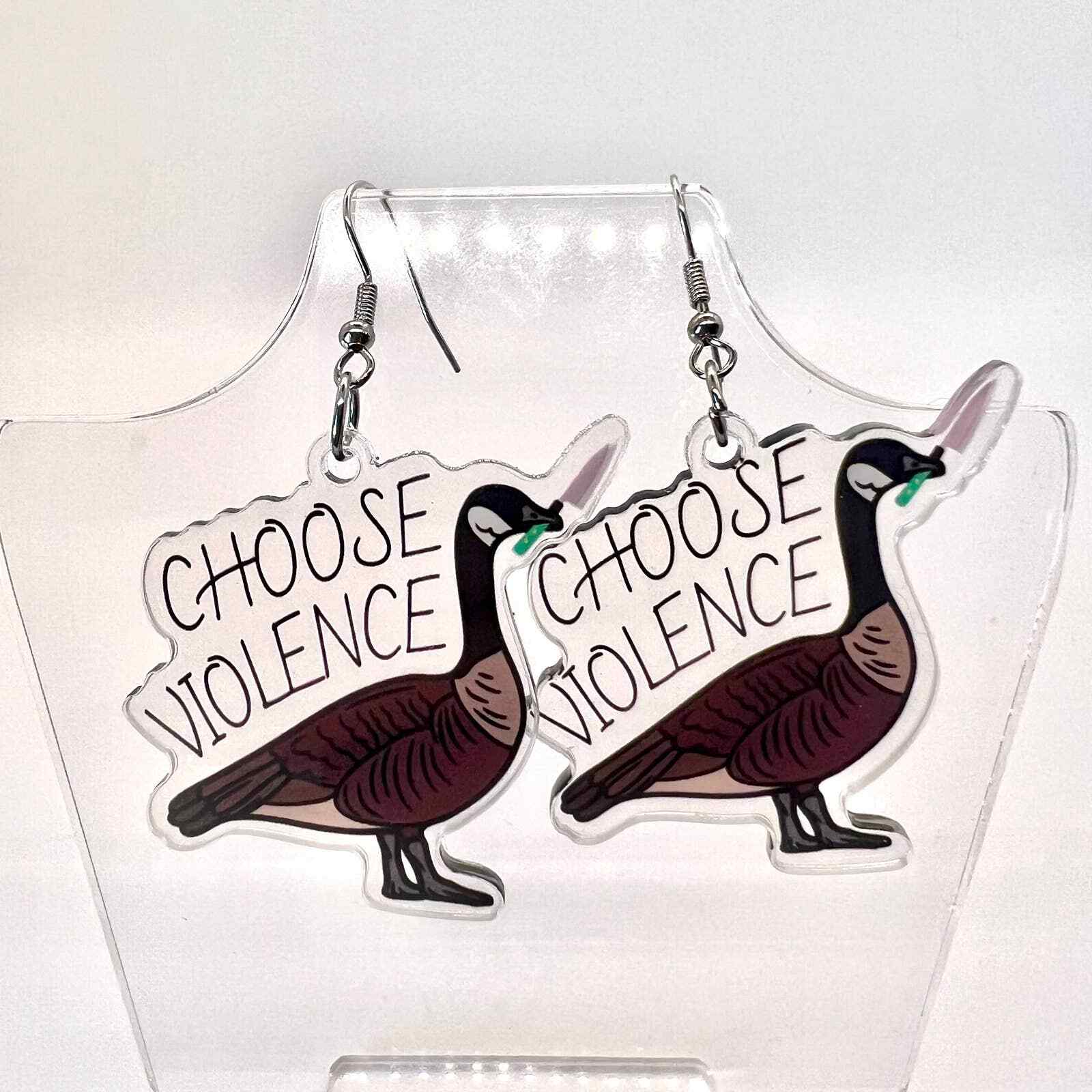 Choose Violence Earrings - Geese Earrings - Halloween Earrings - Knife ...