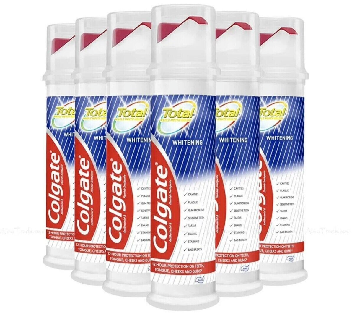 6 X 100ML COLGATE TOTAL WHITENING WHITE PUMP ACTION TOOTHPASTE ...