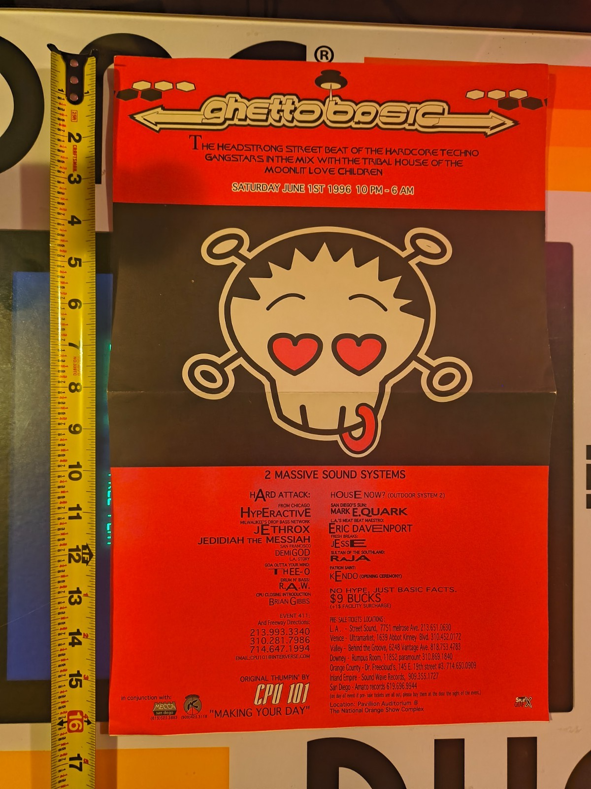 Ghetto Basic Rave poster flyer Los Angeles 1996 Hyperactive Demigod ...