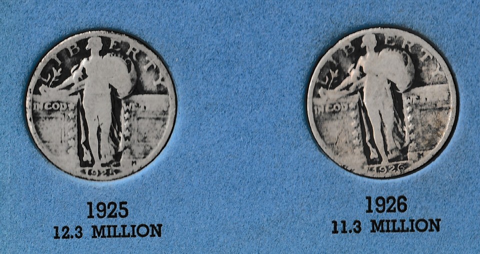 Whitman Album w/ 13 Different US Silver Standing Liberty Quarter Coins ...