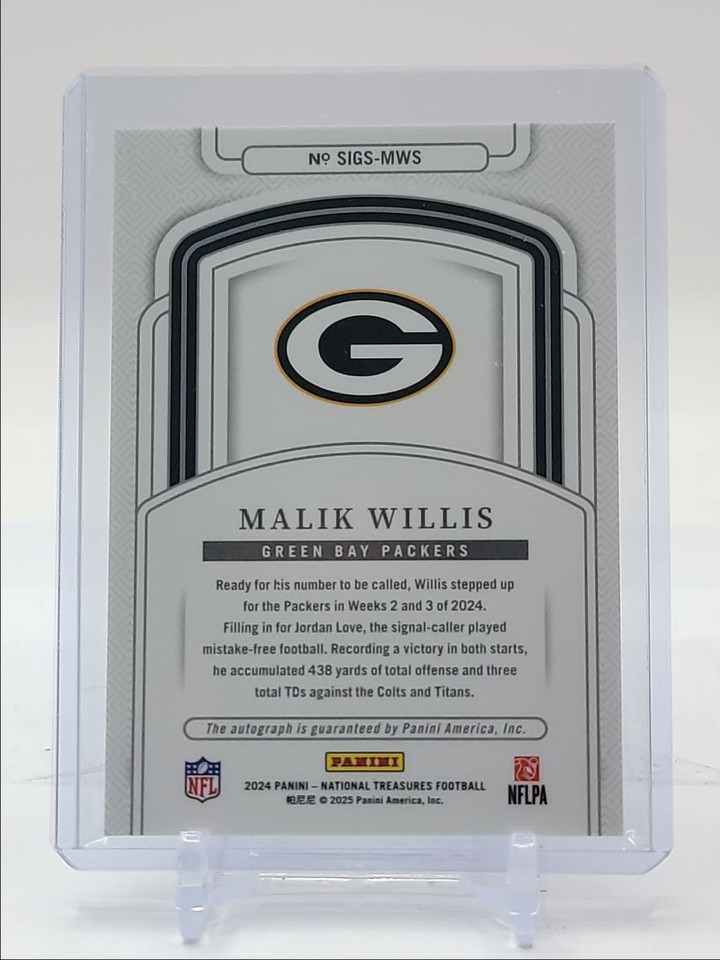 MALIK WILLIS 2024 NATIONAL TREASURES AUTOGRAPH PACKERS AUTO /99 Q4559 ...