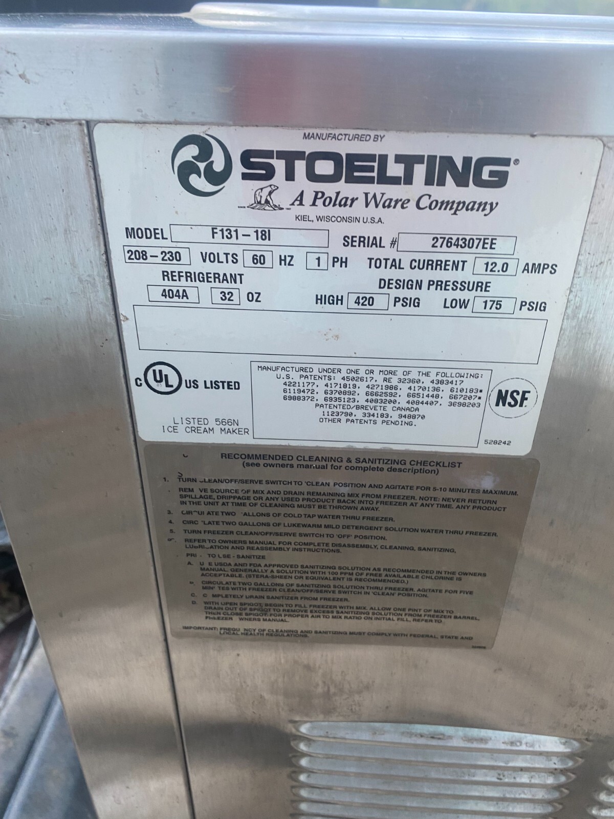 Stoelting Soft Serve machine Water cooled 220 power | eBay