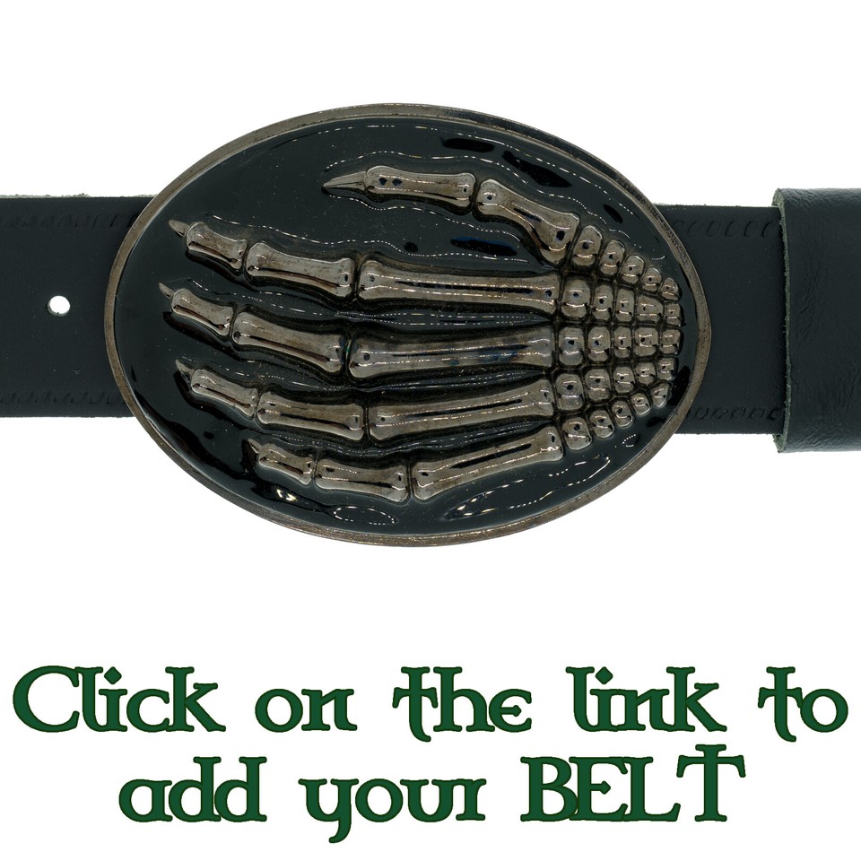Skeleton Hand Belt Buckle Chrome Enamel Gothic Biker Bones Pagan | eBay