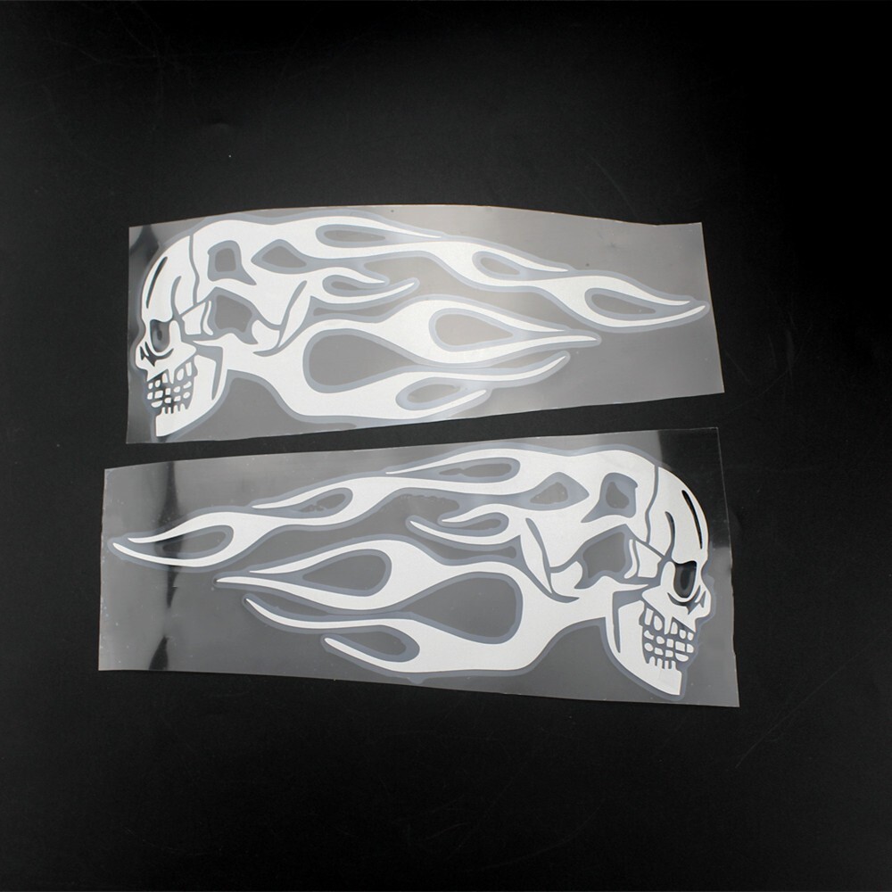 Motorcycle Skull Flame Badge Stickers Fuel Tank Fairing Emblem Decals ...