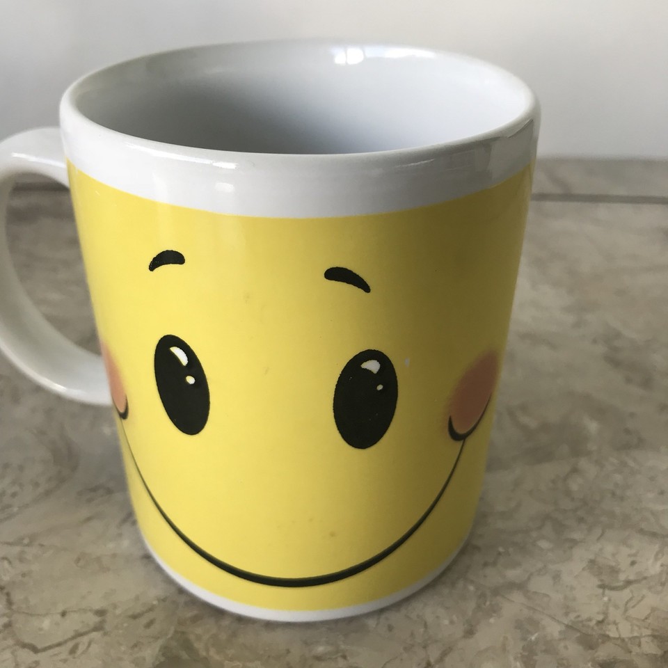 Smiley Face Yellow Mug Happy Smile Coffee Tea Cup | eBay