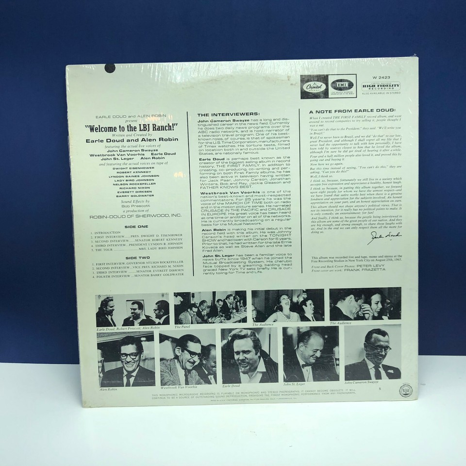 Record vinyl 33 RPM album cover sleeve vtg 33 Welcome LBJ ranch comedy ...