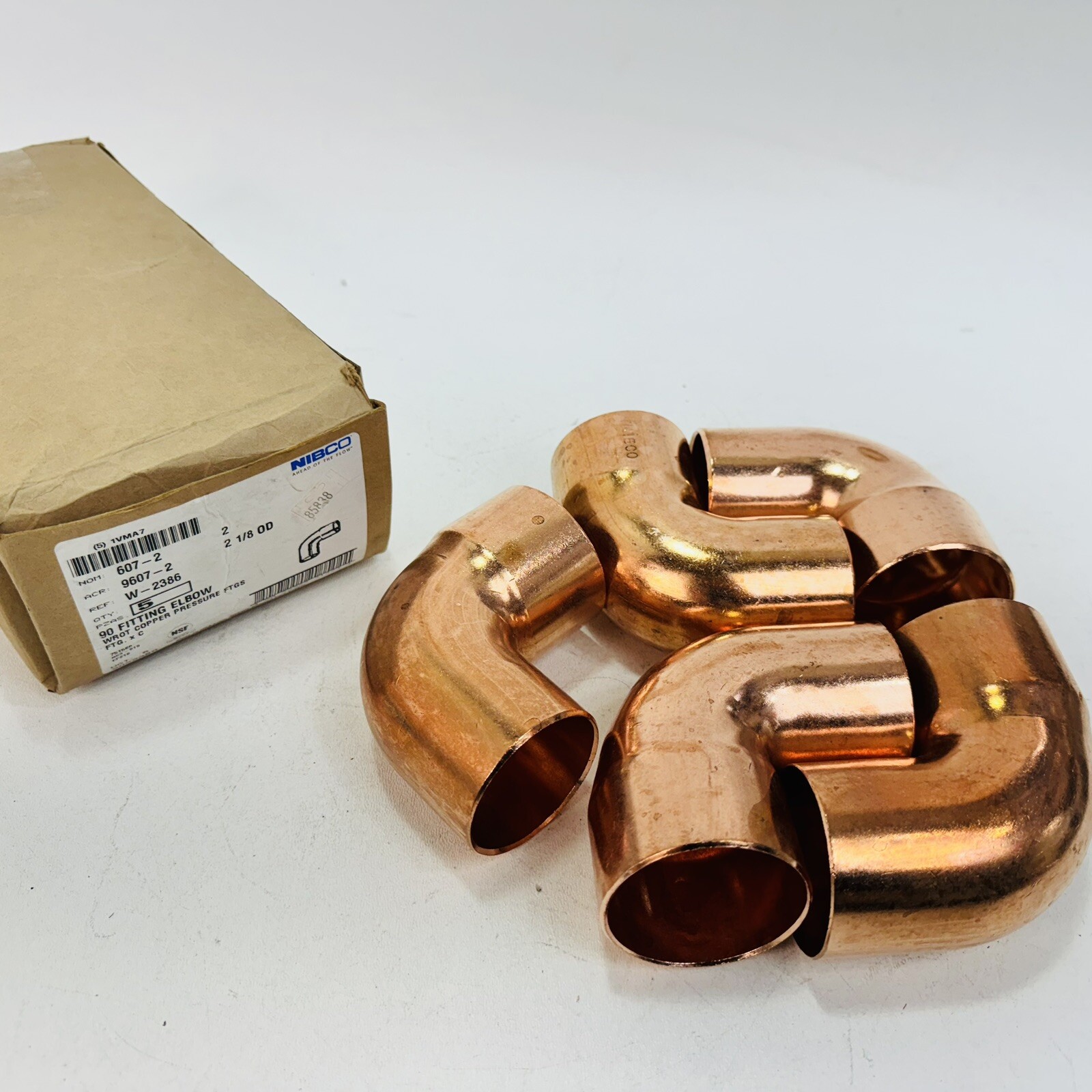 5 Pack Nibco Wrot Copper Pressure Fitting 90 Deg. Elbow FTG X C 2" 2 1/ ...