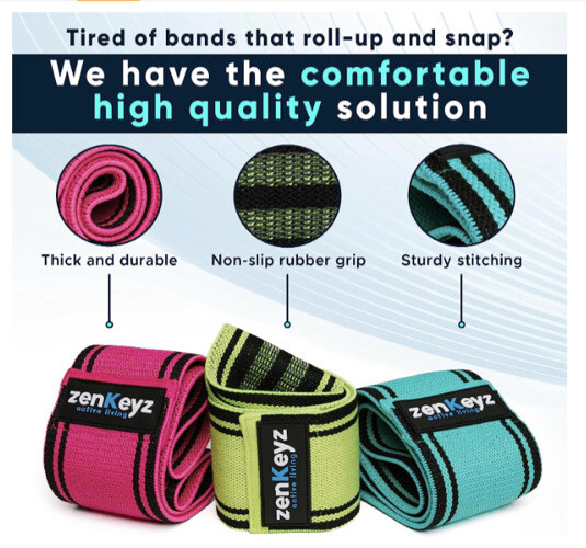 ZenKeyz Resistance Hip Bands for Workout - Resistance Loop Band Yellow ...