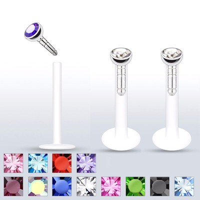 5PC 16G 5/16" Press Fit AB CZ Bioflex Plastic Push Snap In Stud Lip ...