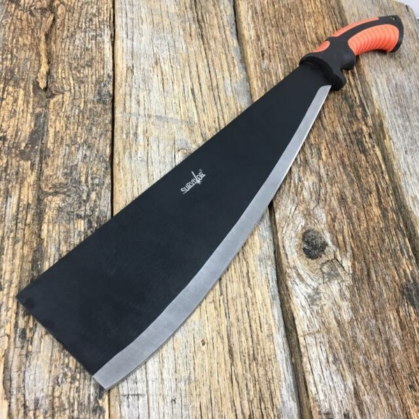 Cane Machete | Survivor 20" Overall Black Heavy Blade Orange Handle ...