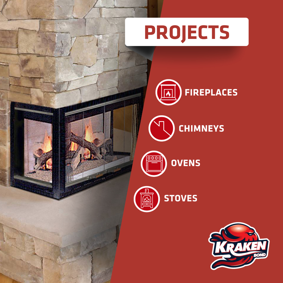 Kraken Bond Fireplace Sealant Heat Resistant Caulk, 10.1oz 2 Pack ...