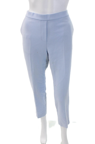 Theory Womens High Rise Flat Front Straight Leg Slacks Light Blue Size ...