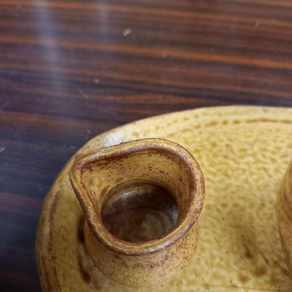 Y1026 Shigaraki ware brown pottery cup/saucer/milk pitcher set | eBay