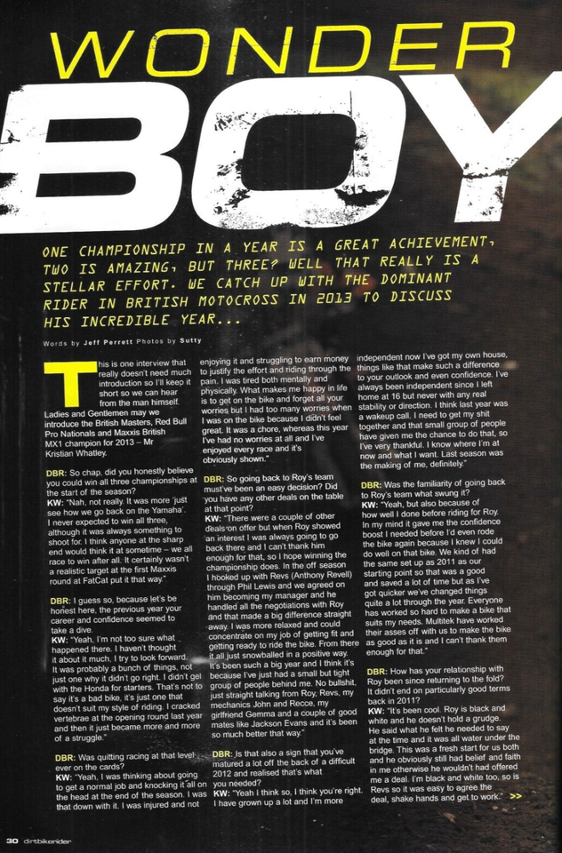 Dirt Bike Rider Magazine Kristian Whatley Team Ireland Limited Edition ...