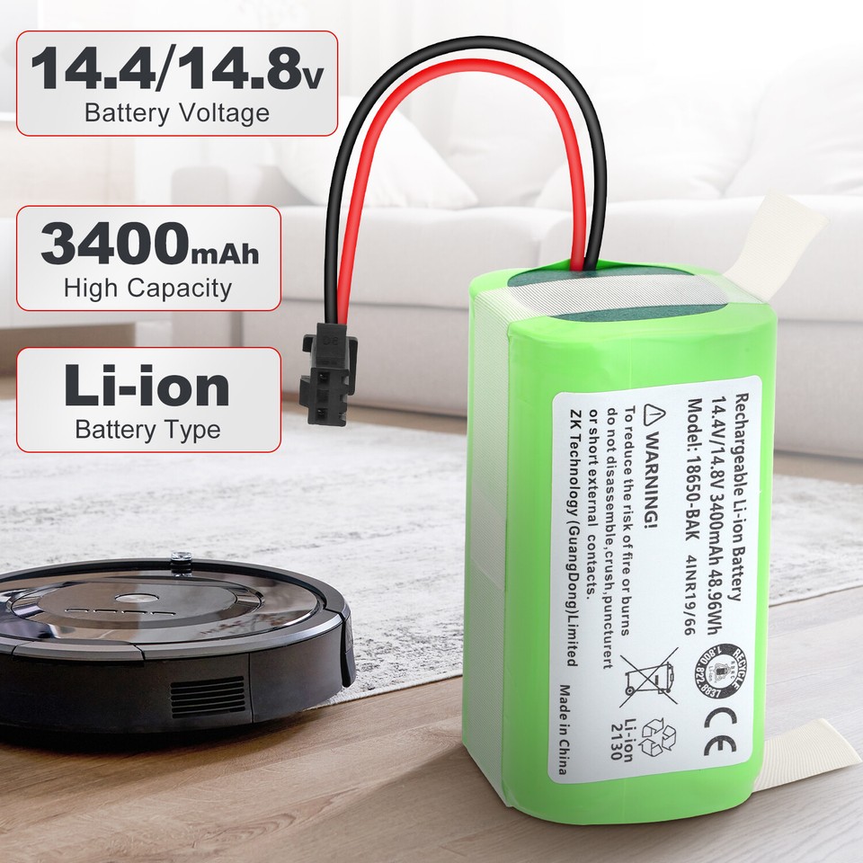 14.4V 3400mAh Li-ion Battery for Ecovacs Deebot N79S 500 N79 Eufy ...