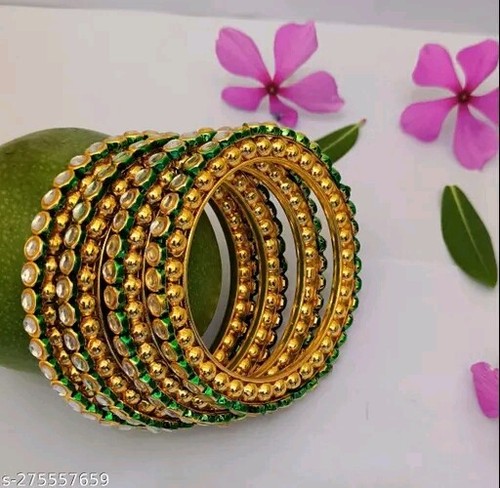 Gold Plated Indian Bridal 4Pcs Bangles Choodi Bracelet Kada Set Wedding ...
