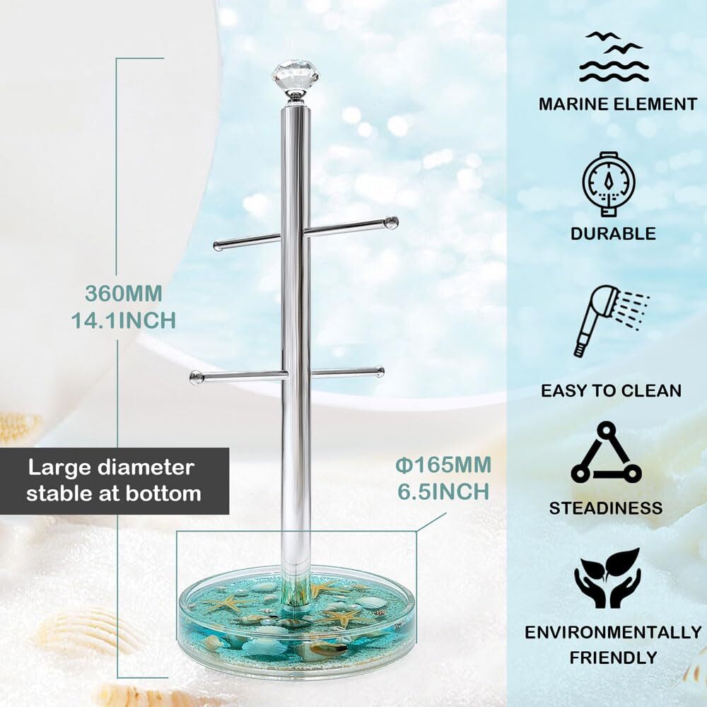 Yellow Wood Coffee Mug Tree 6-Hook Mug Holder for Coffee Bar ...