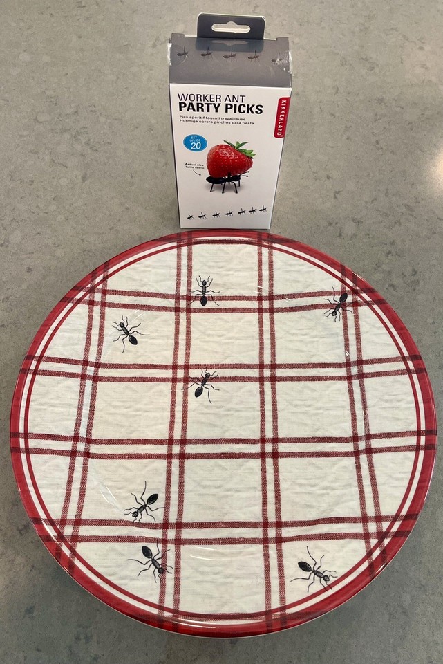 Williams Sonoma Melamine Picnic Ant Plates 11" set of 4 EUC + 20 New ...