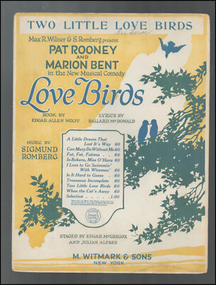 LOVE BIRDS MacDonald/Romberg 1921 TWO LITTLE LOVE BIRDS Show Vintage ...