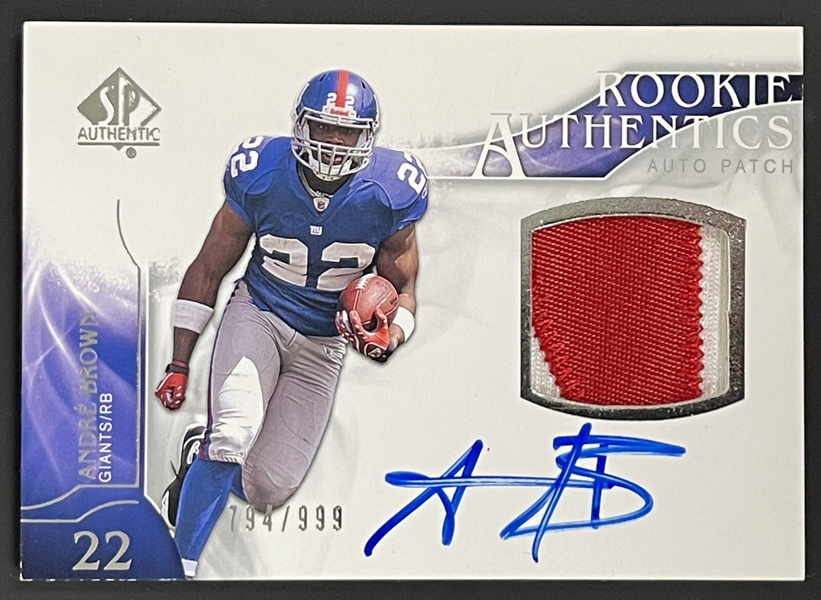 2009 SP Rookie Authentics #371 ANDRE BROWN RPA Patch Auto RC /999 | eBay