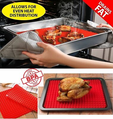 Silicon Baking Mat Red Pyramid Heat Resistant Fat Reducing Mat Oven ...