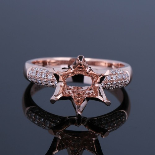 SEMI MOUNT 9MM ROUND CUT 10K ROSE GOLD ENGAGEMENT DIAMONDS WEDDING FINE ...
