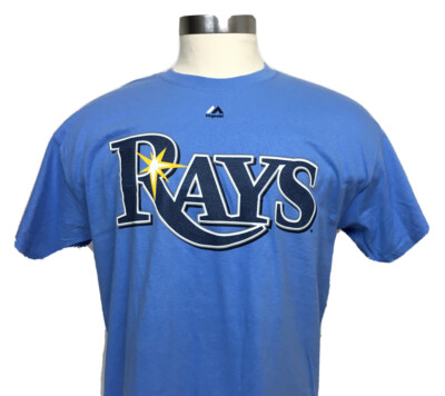 MAJESTIC TAMPA BAY RAYS POWDER BLUE T-SHIRT STITCH 3-D GENUINE MLB ...