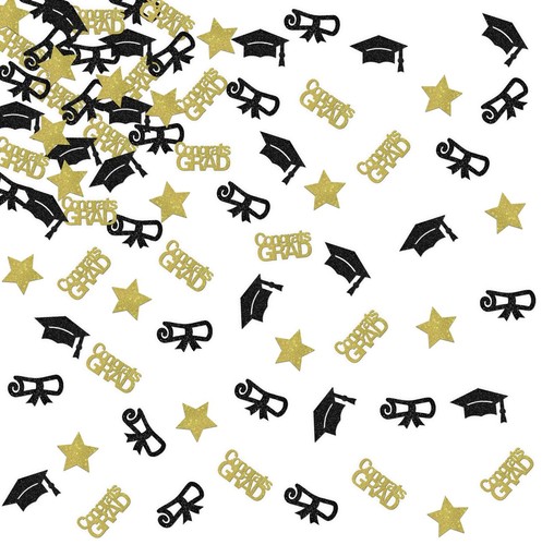 Congrats Grad Confetti Class of 2025 Graduation Party Black Gold 120 ...