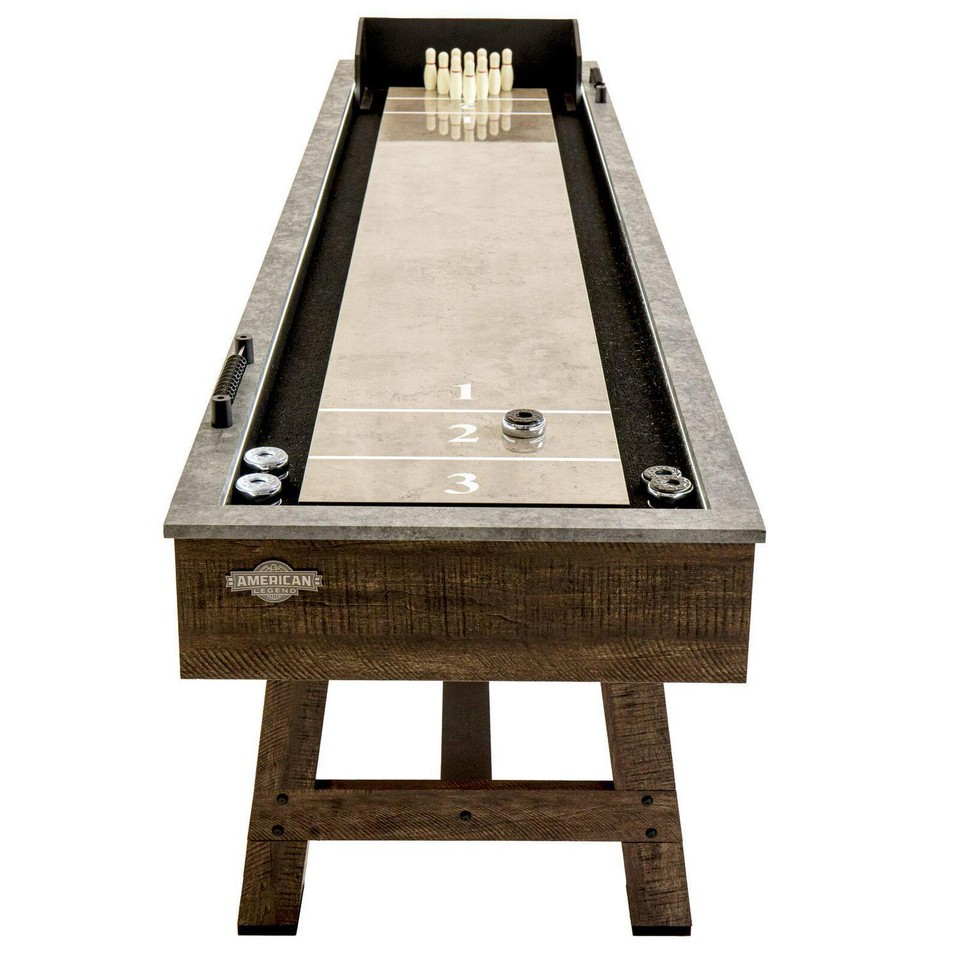 9ft Shuffleboard Table With Bowling Accessories and LED Rails - Two ...