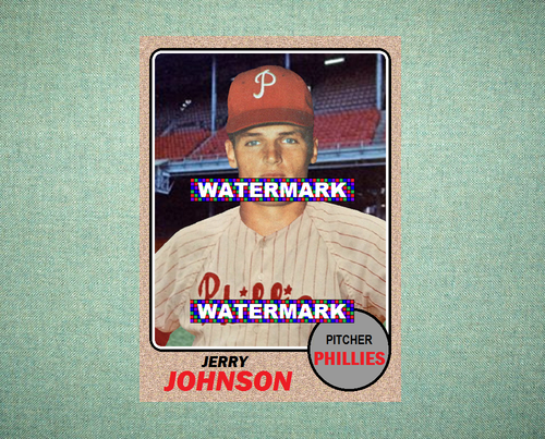 Jerry Johnson Philadelphia Phillies 1968 Style Custom Baseball Art Card ...