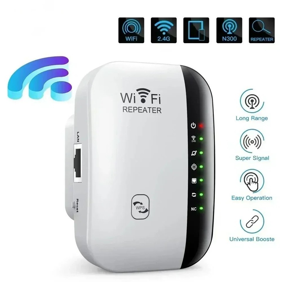 WiFi Signal Extender Range Repeater Booster Internet Amplifier 300Mbps ...