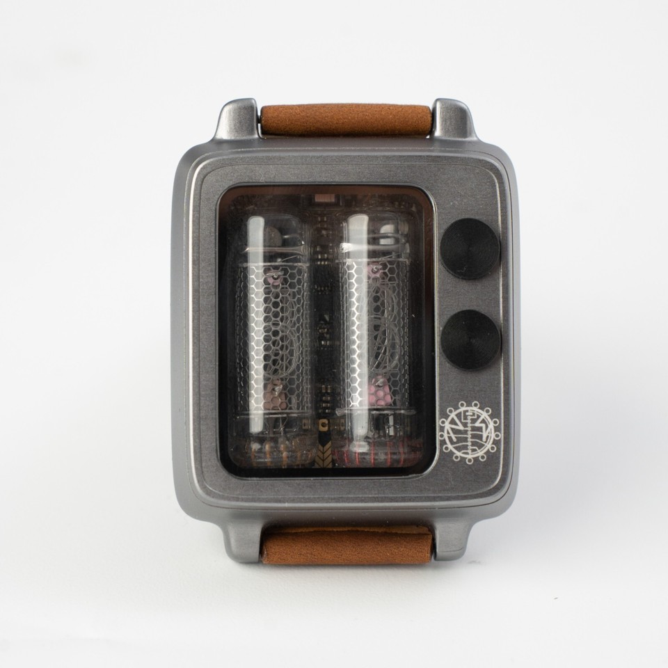 New NEONWORKS BTF NIXIE TUBE WATCH Retro Timer WristUp Aluminum Brown ...