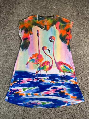 Ellen Negley Midi Dress Womens Large Flamingo Art & Sol Tropical ...