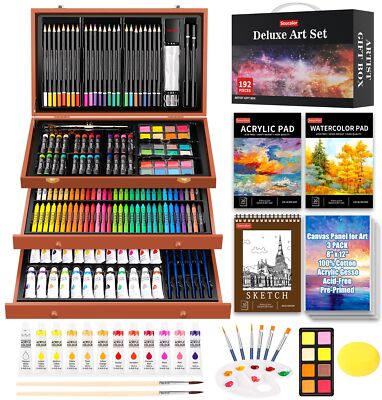 Art Supplies 192-Pack Deluxe Art Set Drawing Painting Supplies Art Kit ...