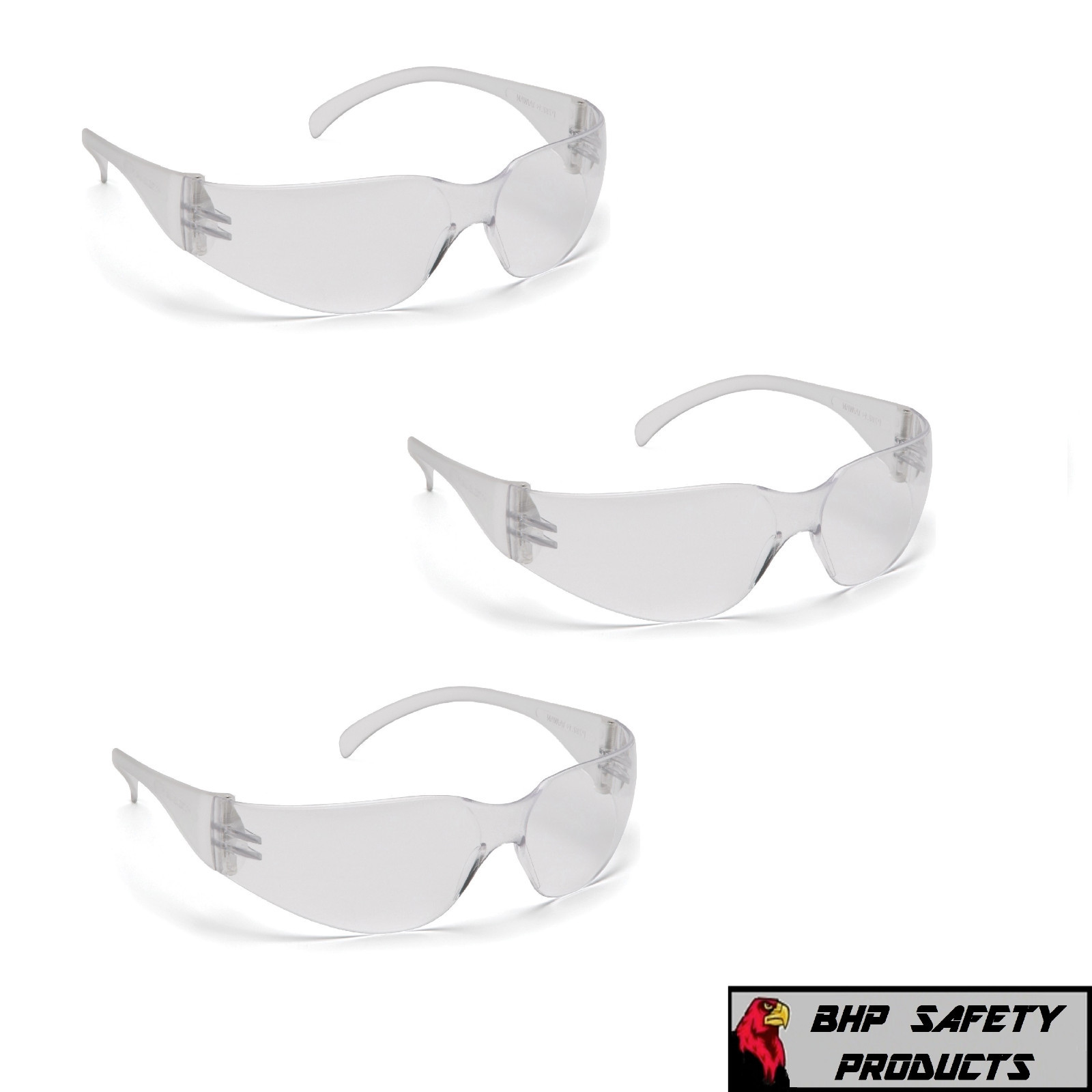 (3 PAIR) PYRAMEX INTRUDER SAFETY GLASSES CLEAR LENS WORK SPORT EYEWEAR ...