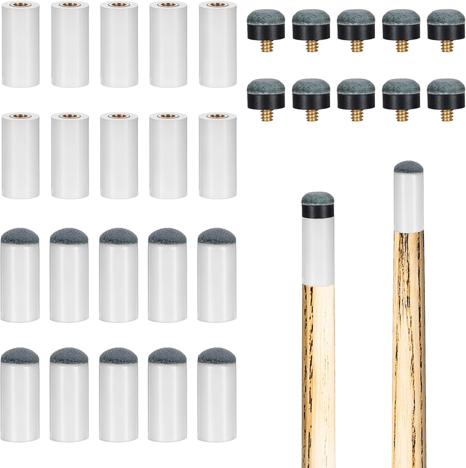 20 Sets Pool Cue Tips Pool Stick Tips Replacement Kit 12Mm Billiard ...