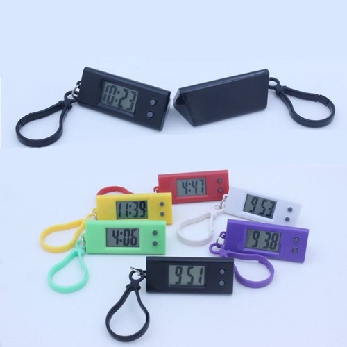 10 Colors Mini Electronic Clock Student Hanging Keychain Triangle Shape ...