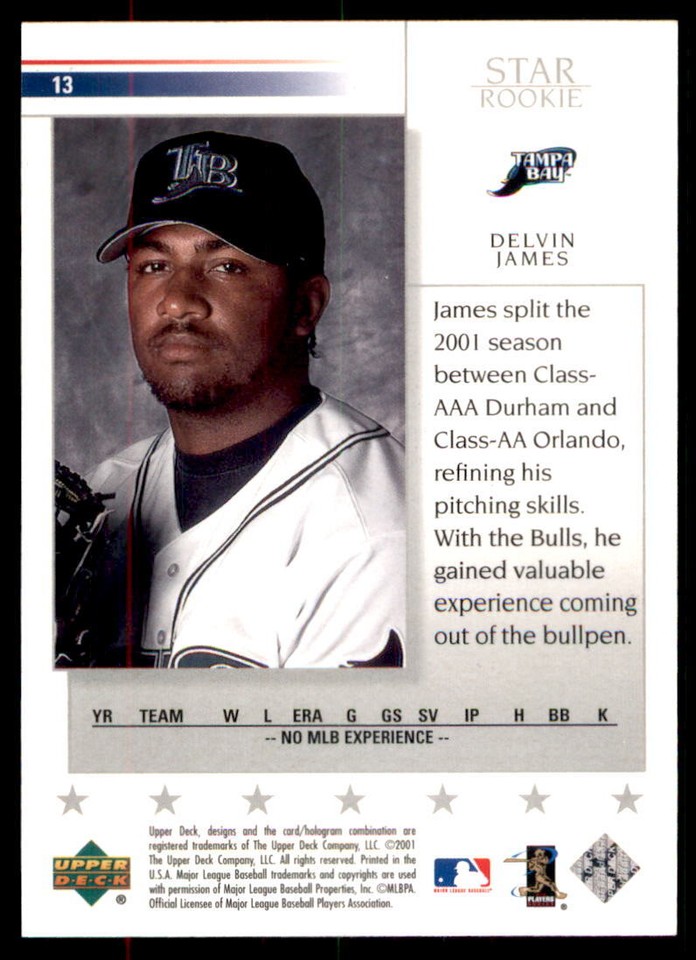 2002 Upper Deck Delvin James #13 Tampa Bay Devil Rays | eBay