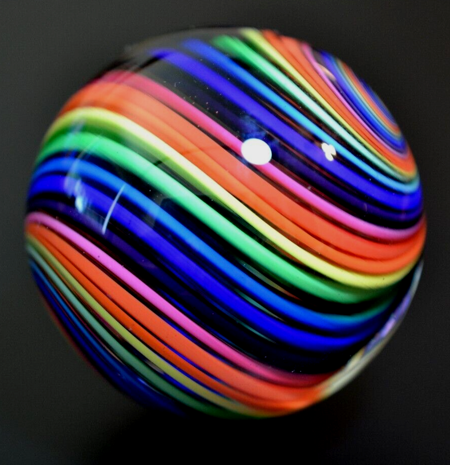EDDIE SEESE GLASS MARBLE/2.105"-RAINBOW FLIPSTER SWIRL b-PURPLE,ROYAL ...