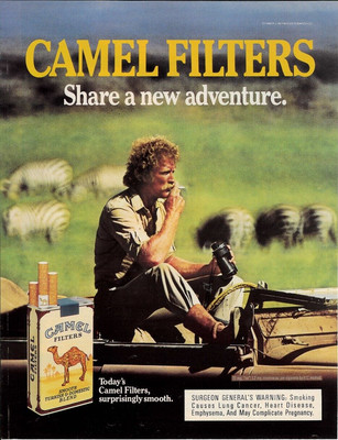 1986 CAMEL FILTERS Cigarettes Tobacco Safari Zebras Jeep Vintage Print ...