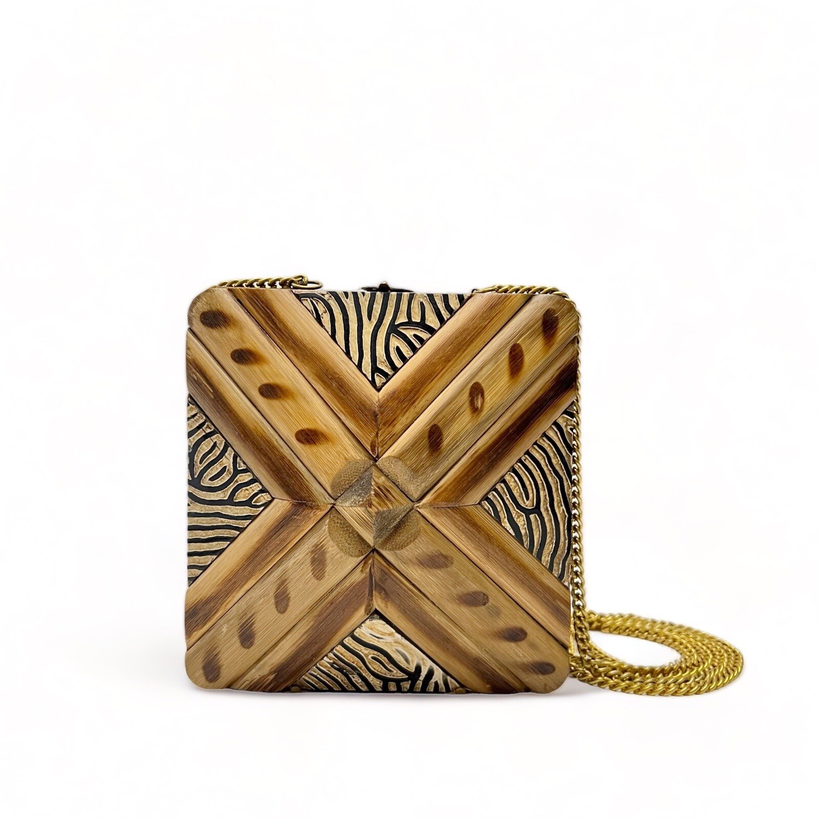 Vintage Carved Wood African Safari Zebra Pattern Mina… - Gem